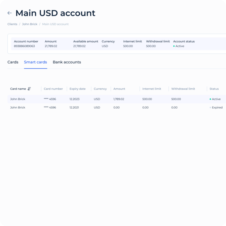 Account details: Smart cards | SDK.finance - White-Label Digital ...