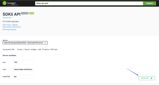 Authorization via API in Swagger | SDK.finance