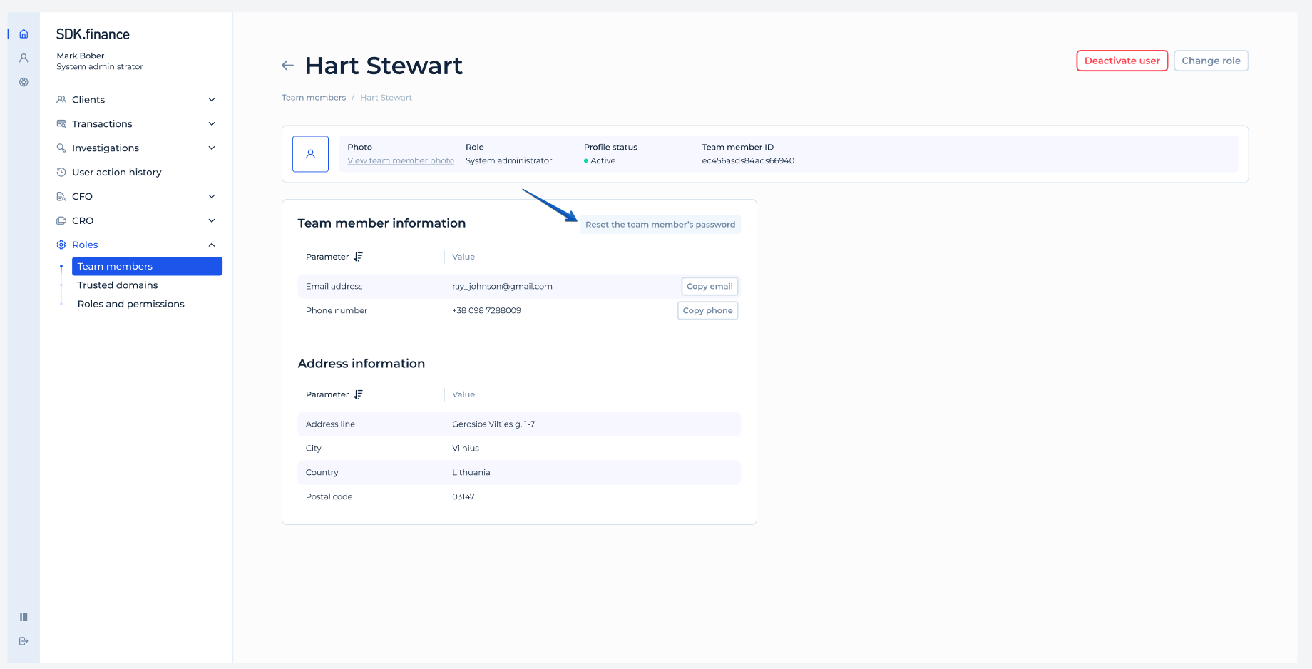 Password recovery | SDK.finance