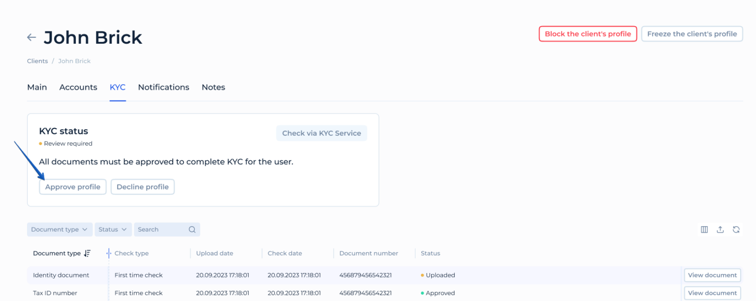 Approve Profile | SDK.finance - White-Label Digital Banking Software