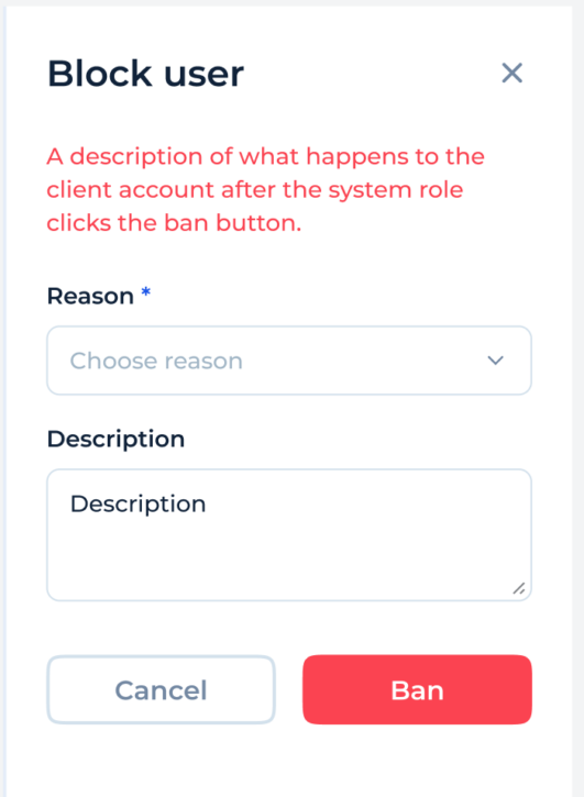 Block user | SDK.finance - White-Label Digital Banking Software