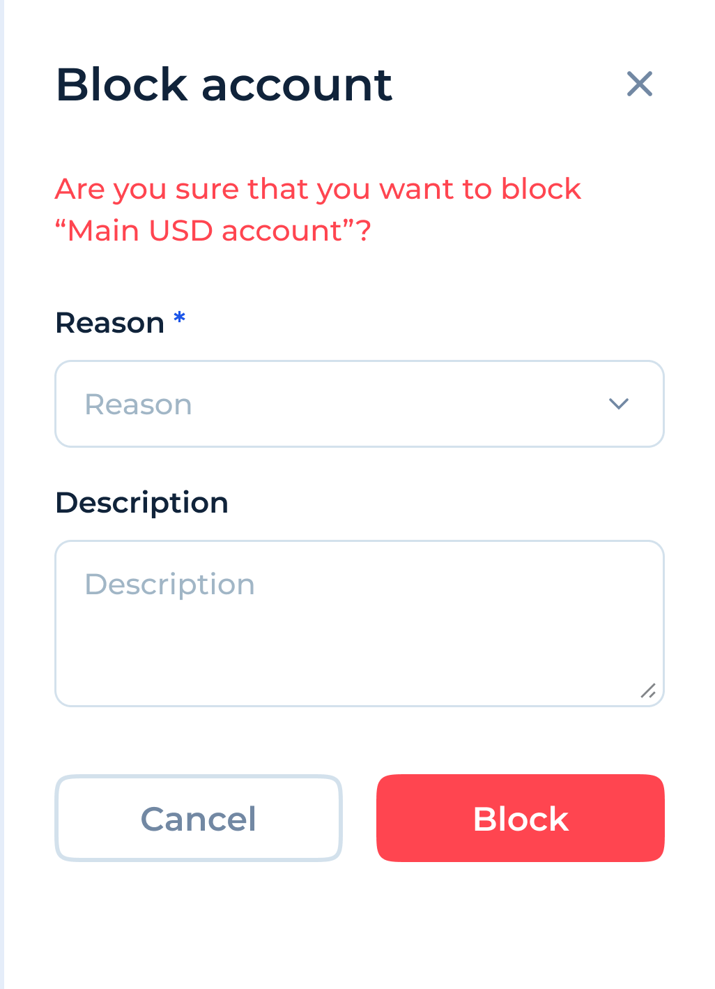Block Account | SDK.finance - White-Label Digital Banking Software