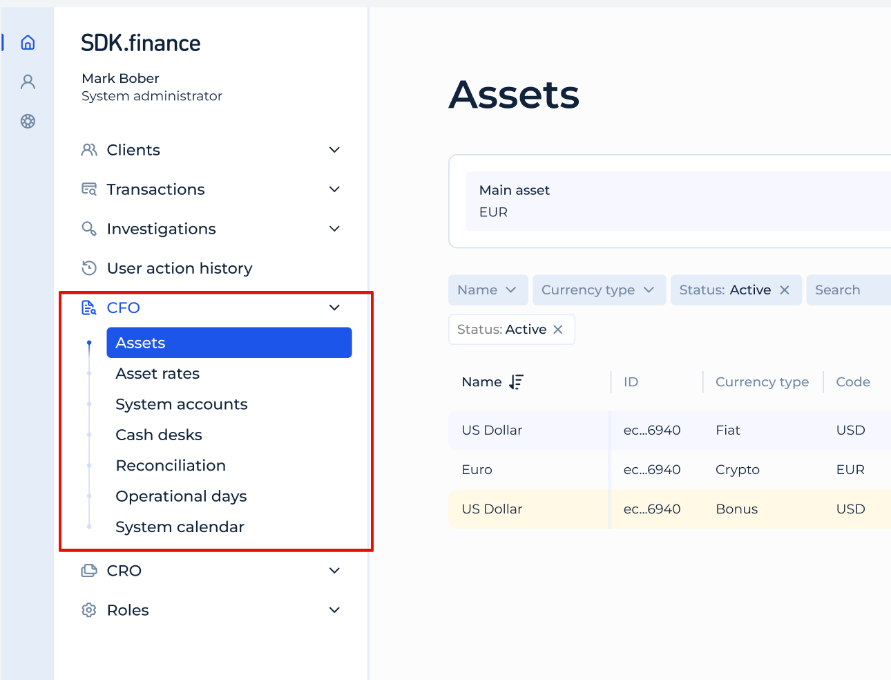CFO | SDK.finance - White-Label Digital Banking Software