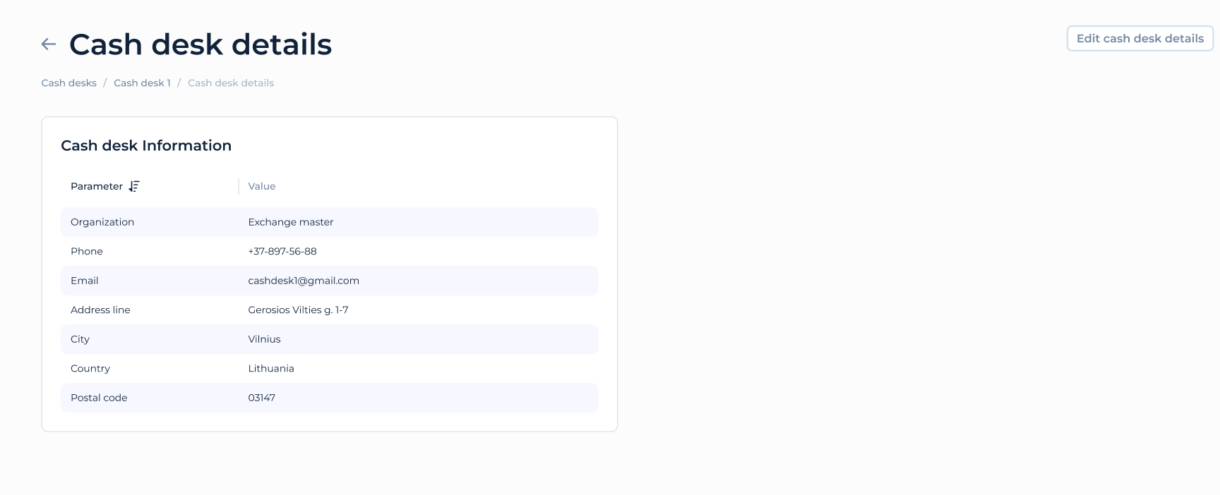Cash Desk information | SDK.finance - White-Label Digital Banking Software