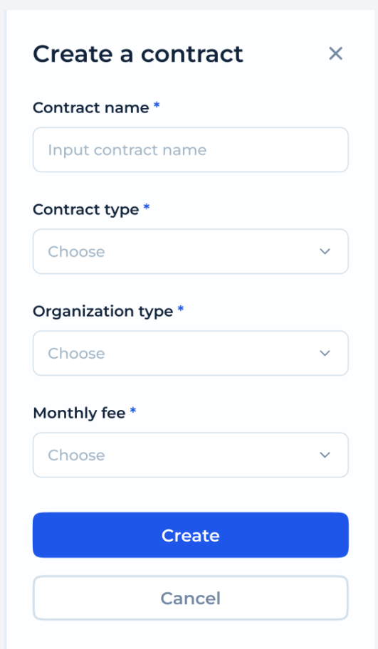 Create a contract | SDK.finance - White-Label Digital Banking Software