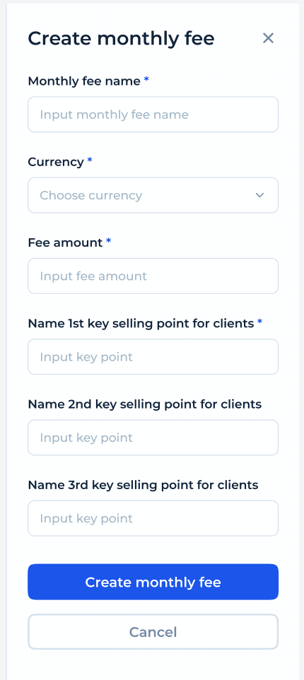 Monthly fee | SDK.finance - White-Label Digital Banking Software