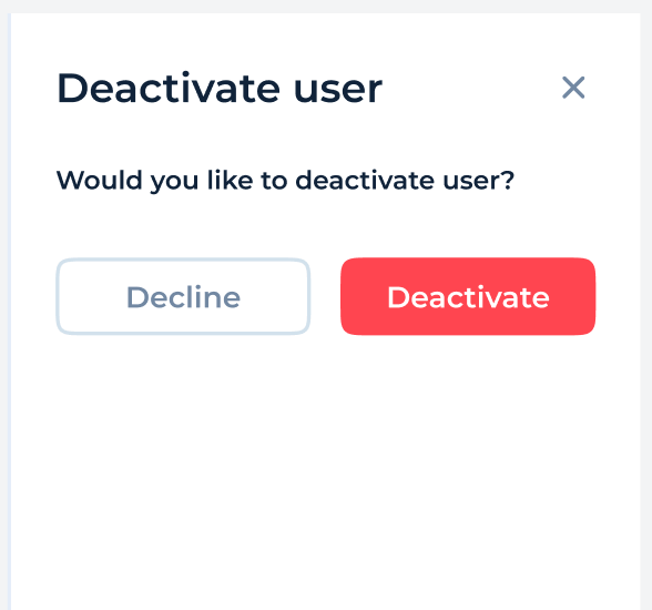 Deactivate Team Member | SDK.finance - White-Label Digital Banking Software