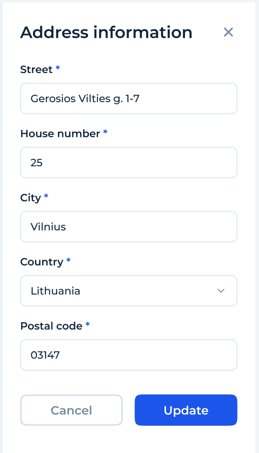 Address Information | SDK.finance - White-Label Digital Banking Software