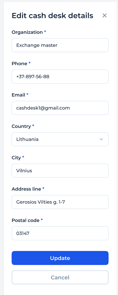 Cash Desk information | SDK.finance - White-Label Digital Banking Software