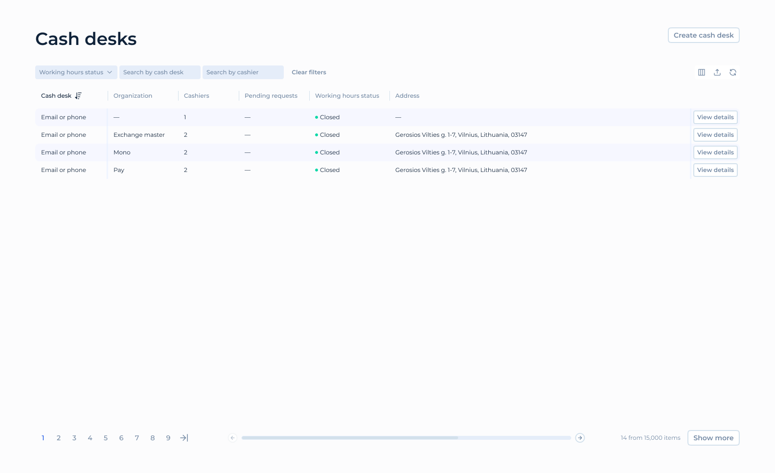 Cash desks - Accountant view | SDK.finance - White-Label Digital ...
