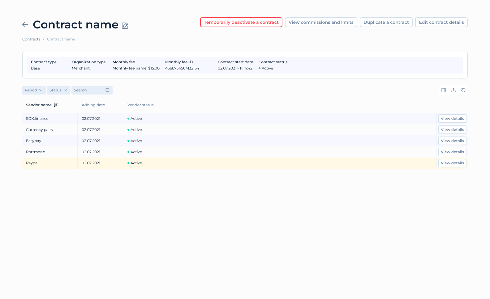 View Contract’s details | SDK.finance - White-Label Digital Banking Software