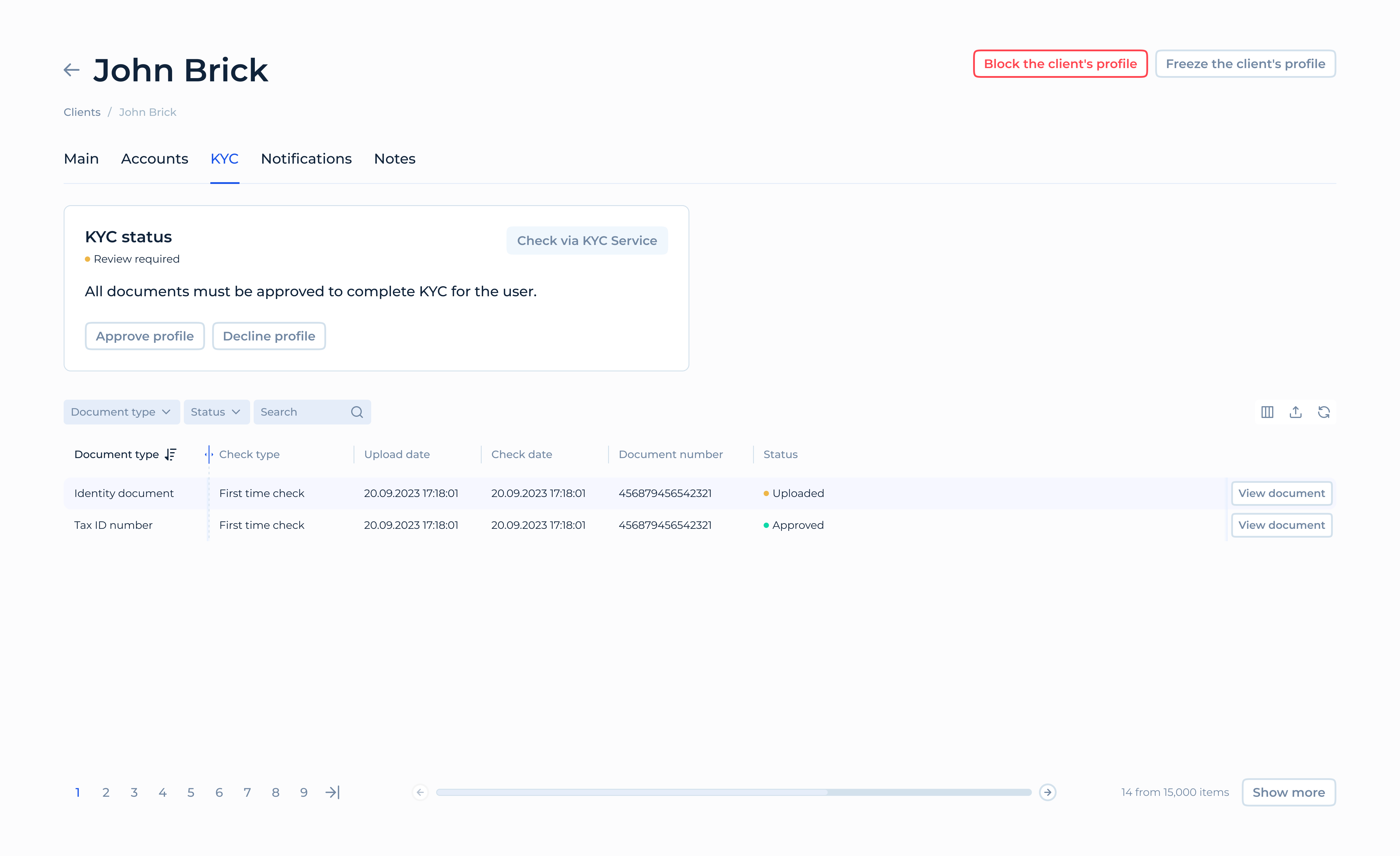 Client profile - KYC | SDK.finance - White-Label Digital Banking Software