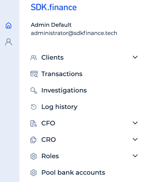 Main Menu | SDK.finance - White-Label Digital Banking Software
