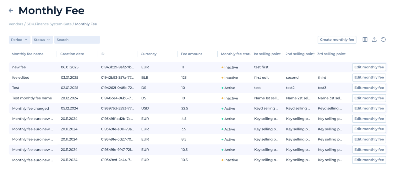 Monthly fee | SDK.finance - White-Label Digital Banking Software