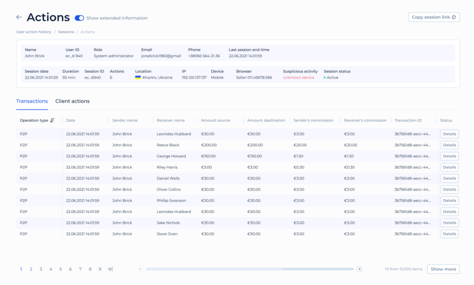 Session details (Actions) | SDK.finance - White-Label Digital Banking ...
