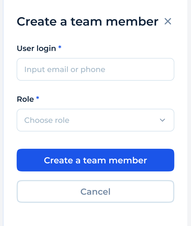 Create a team member | SDK.finance - White-Label Digital Banking Software