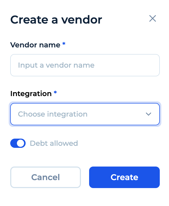 Create a vendor | SDK.finance - White-Label Digital Banking Software