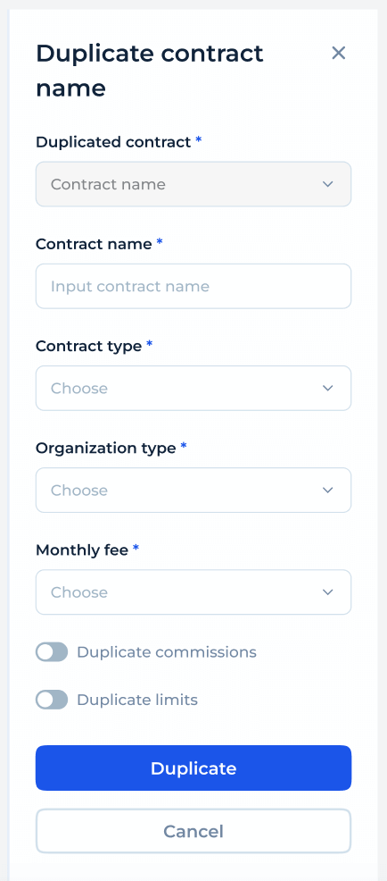 Duplicate a contract | SDK.finance - White-Label Digital Banking Software