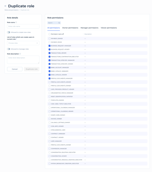 Duplicate Role | SDK.finance - White-Label Digital Banking Software