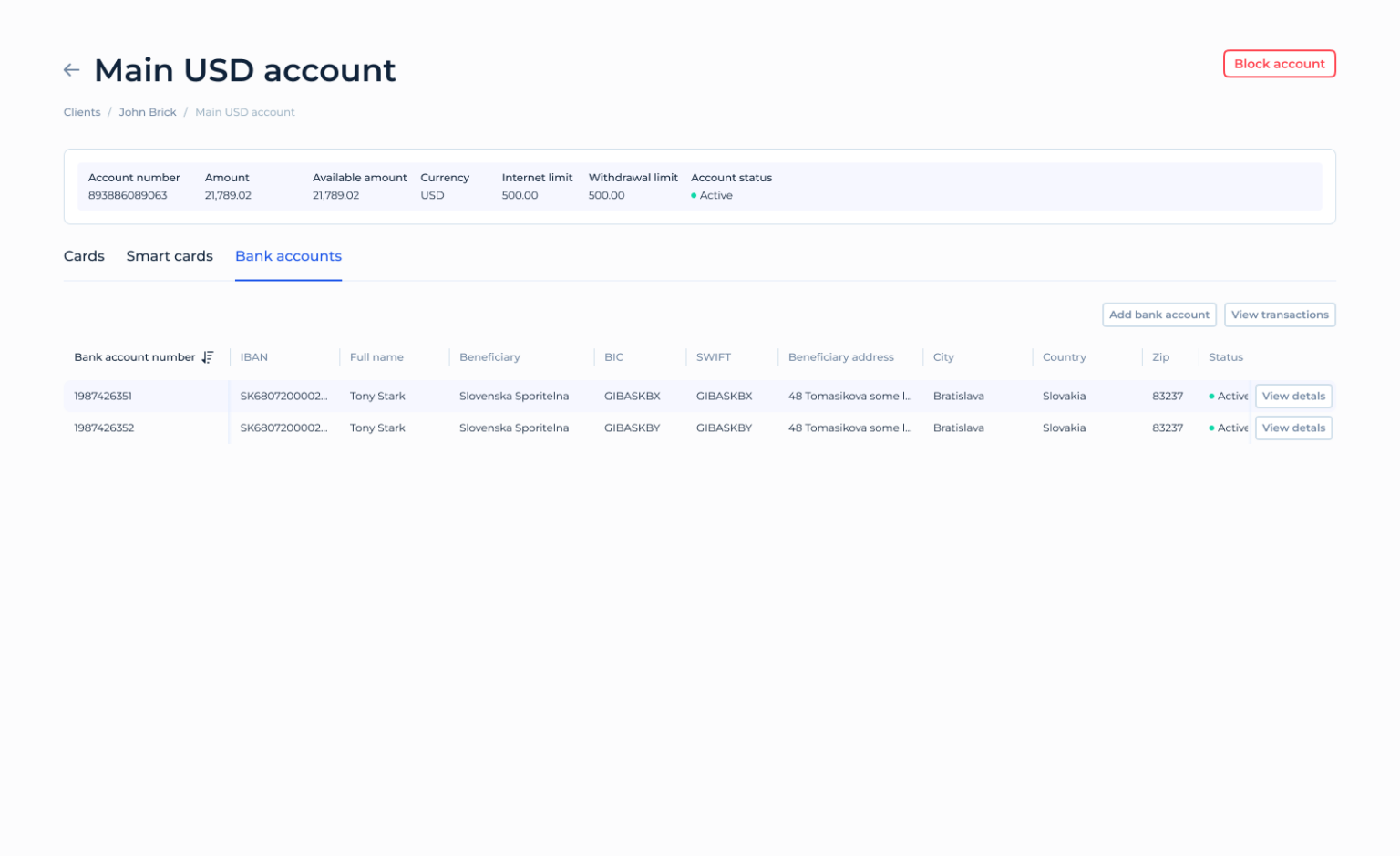 Account details: Bank Accounts | SDK.finance - White-Label Digital ...
