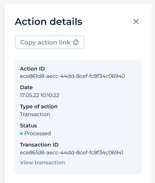 Action details | SDK.finance - White-Label Digital Banking Software